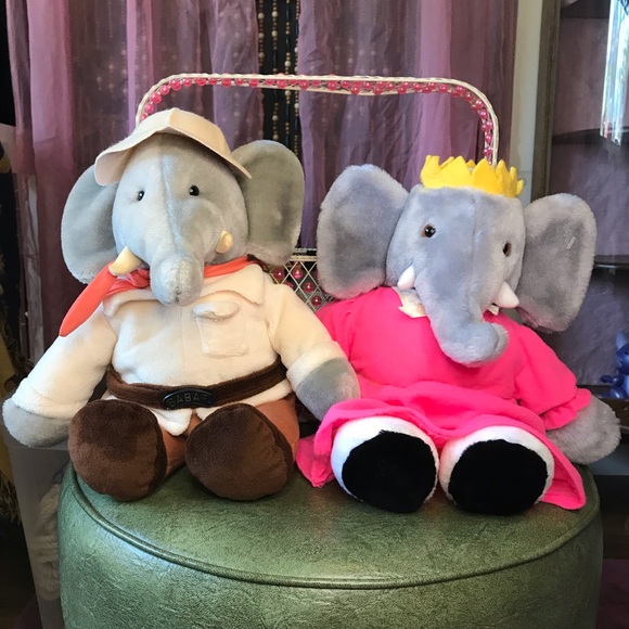 Gund | Toys | 989 Vintage Gund Safari Babar And Queen Celeste 13 Plush ...